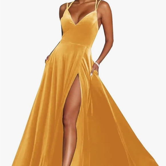 Dresses | Golden Yellow Velvet Dress | Poshmark